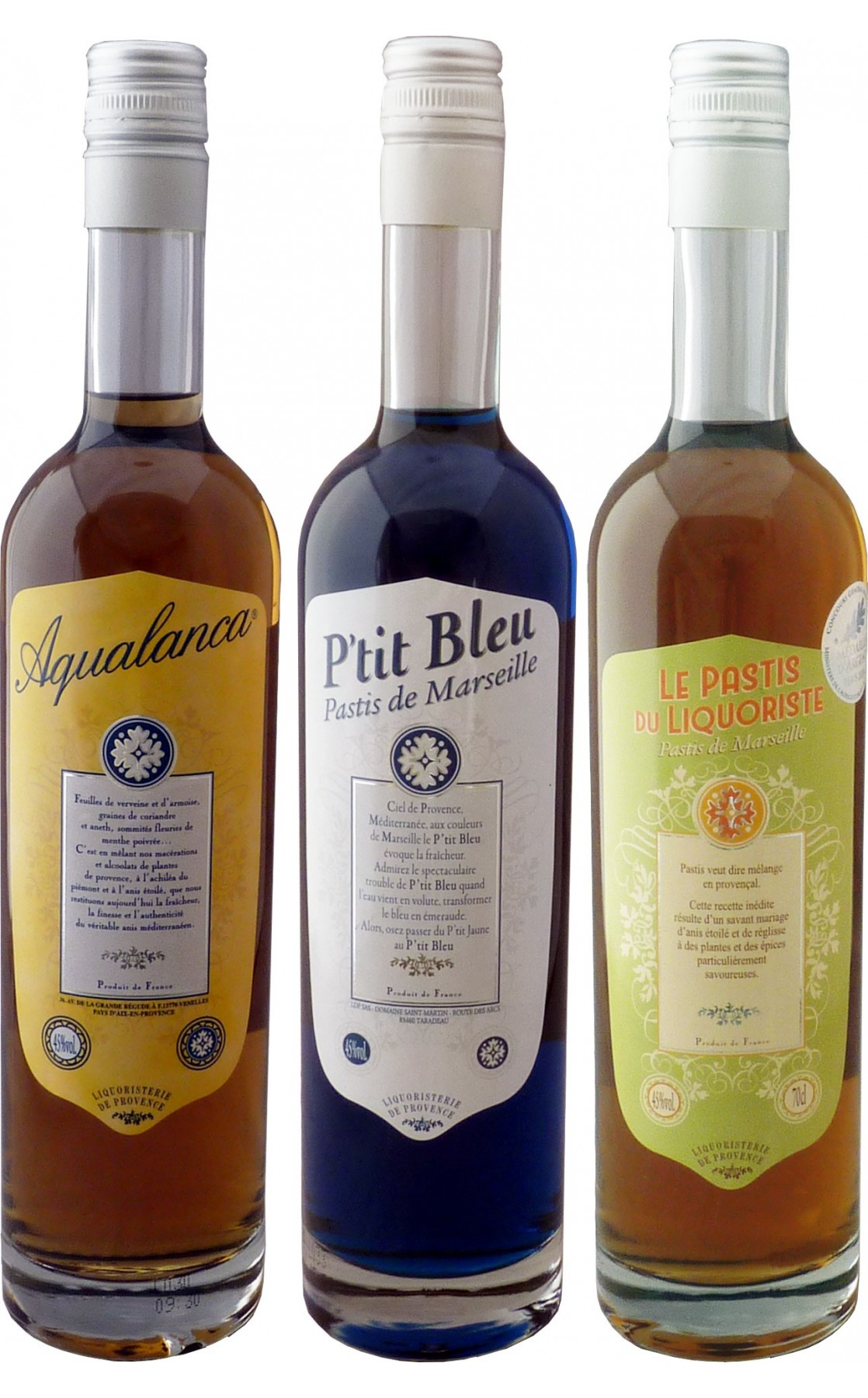 Trio d'anis et pastis de référence de la Liquoristerie de Provence