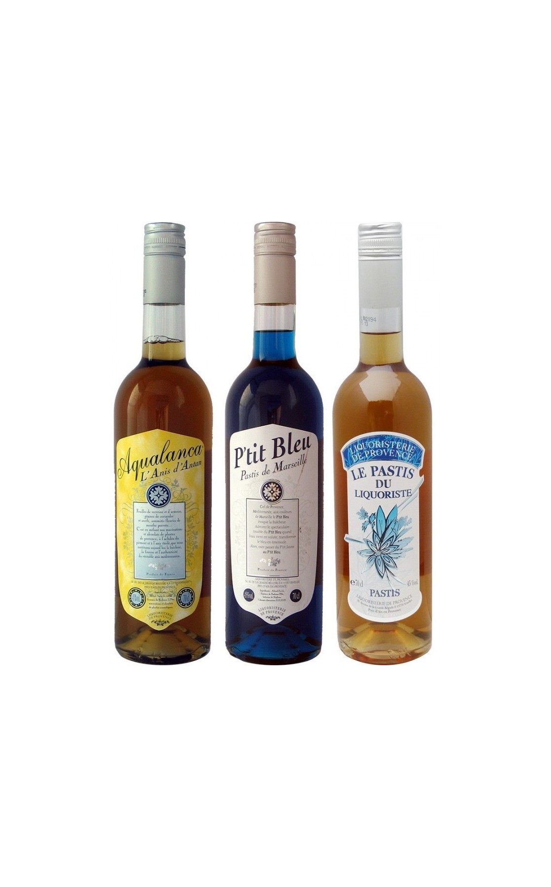 Trio d'anis et pastis de référence de la Liquoristerie de Provence